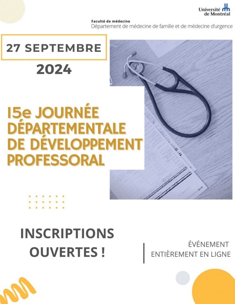 15e Journée départementale de formation professorale - Département de médecine de famille et de ...