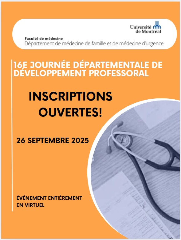 16e Journée départementale de formation professorale - Département de médecine de famille et de ...